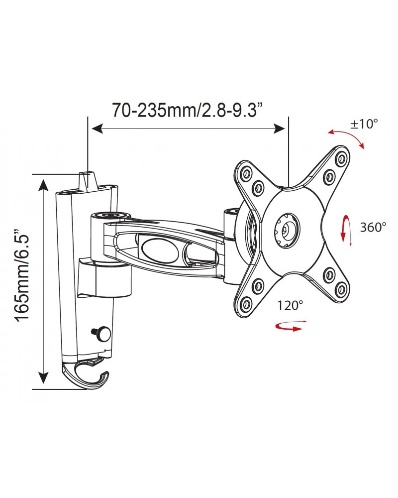 Majestic ARM101 Single Swing ARM Removable LED TV Wall Mount Bracket
